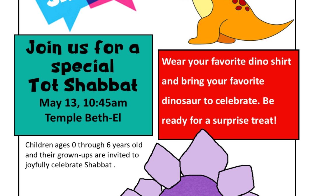 Dinosaur Tot Shabbat Flyer 2023 ⋆ The Birmingham Jewish Federation
